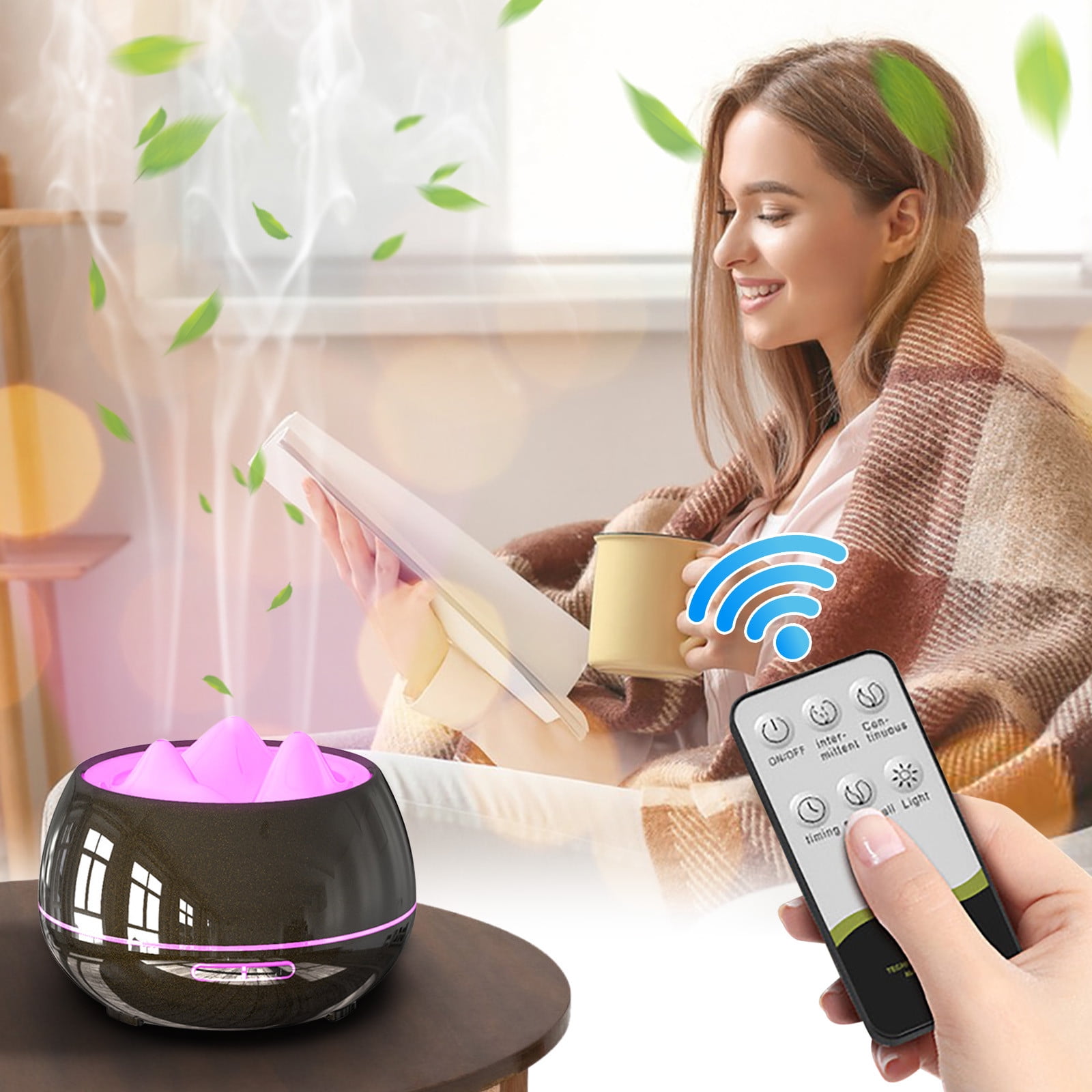 Aromatherapy Humidifier Woodgrain Remote Control | 500ml Ultrasonic ...