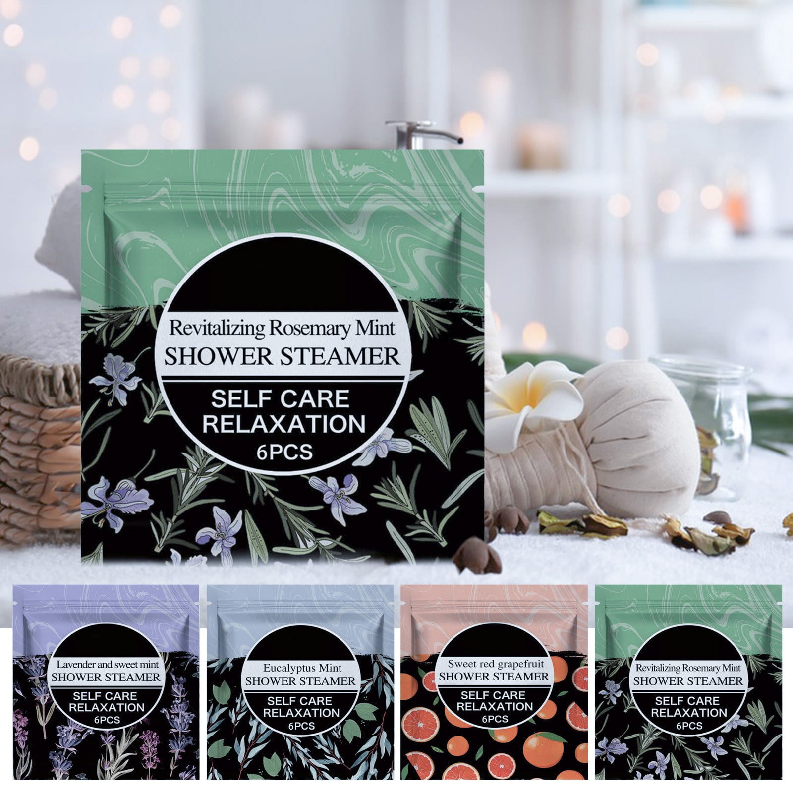 Aromatherapy Shower Steamers 4 Pack Variety Scented Vapor Tabs For