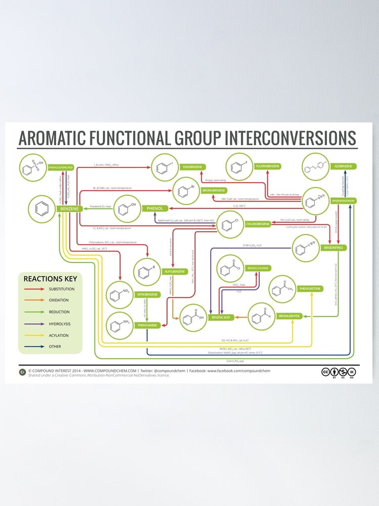 Aromatic Reactions Map Poster - Walmart.com