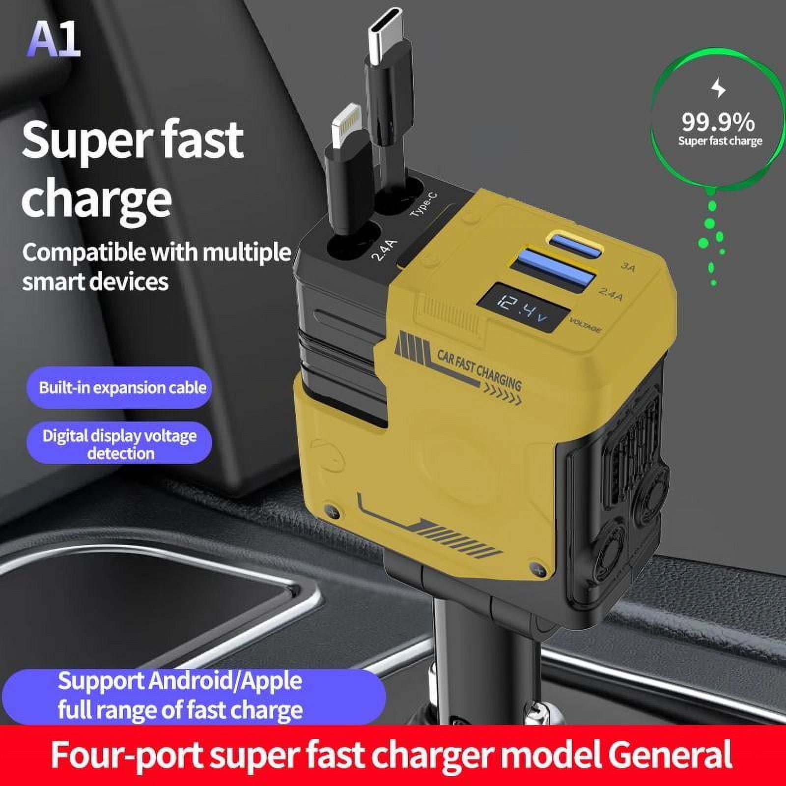 Aromatic Starlight In Car Roof Retractable Car Charger with Lightning Cable, Dual Charge Port (3 ...