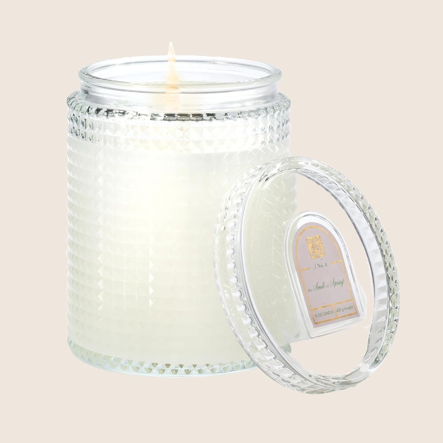 Aromatique The Smell of Spring Textured Glass Candle with Lid 15oz ...