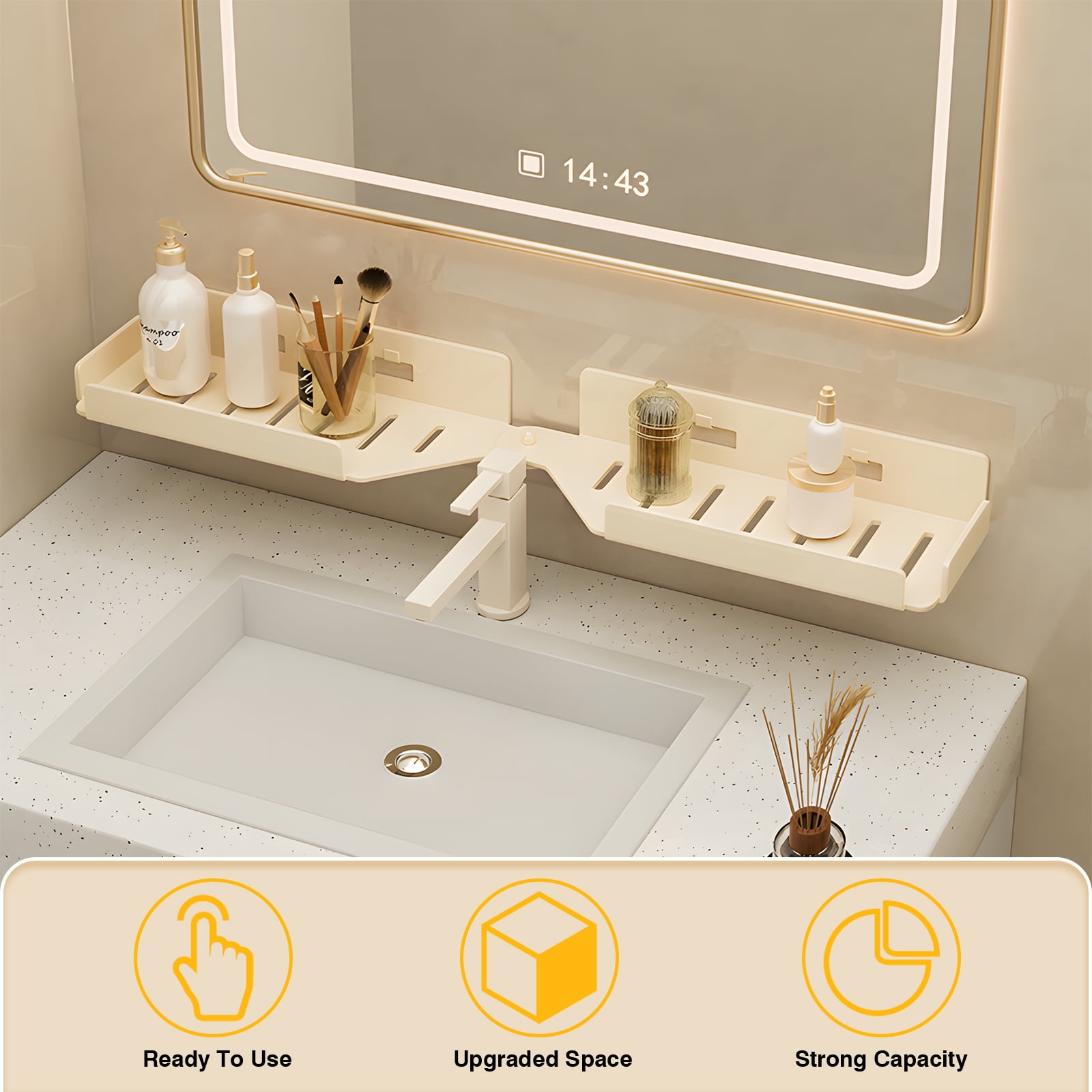 Aromei 23.6 Inch Shower Caddy Over Faucet Rack , Carbon Steel Bathroom ...