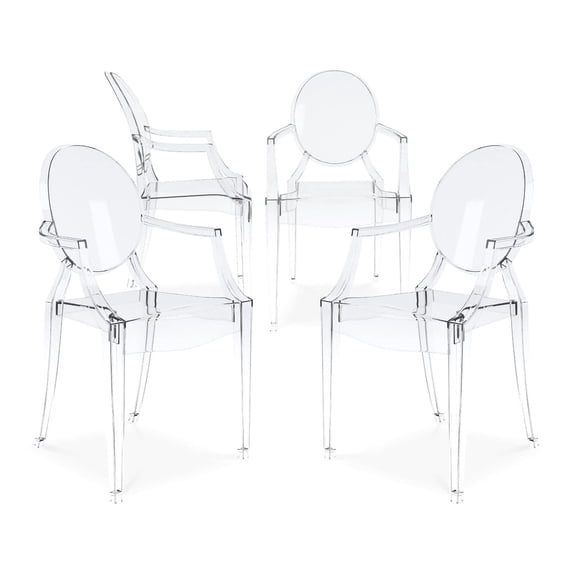 Aron Living 18.5" Durable Seat Plastic Crystal Armchairs in Clear (Set ...
