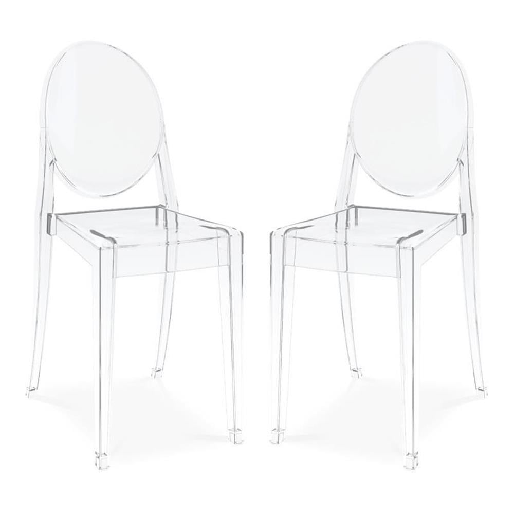 Aron Living 18.5" Mid-Century Plastic Crystal Dining Chairs in Clear ...