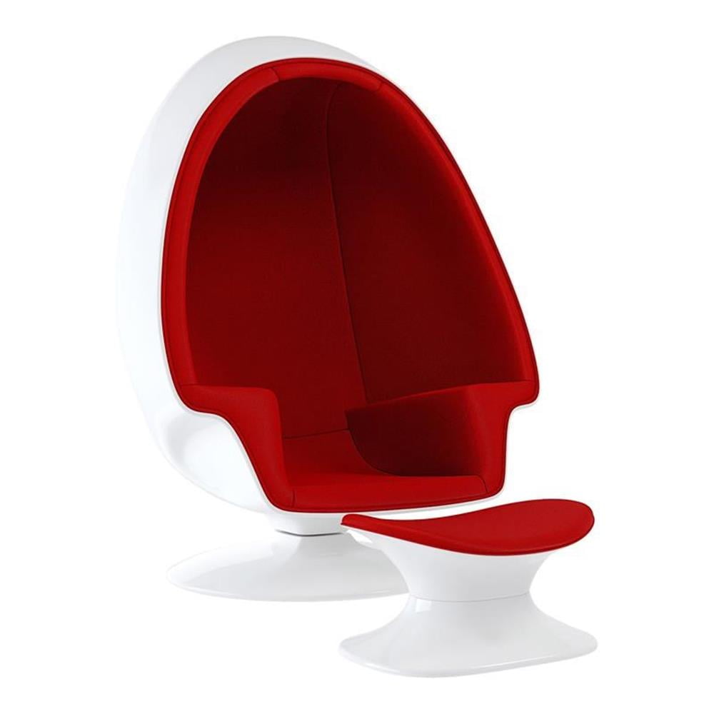 Aron Living Pod Chairs 52" Cotton Alpha Egg Chair and Ottoman in Red ...