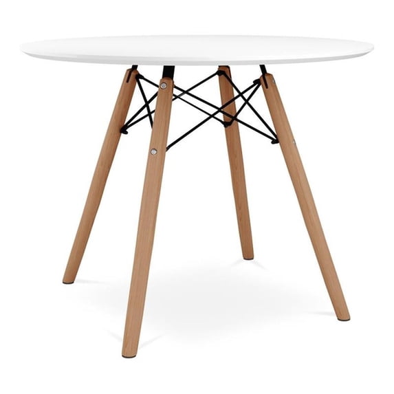 "Aron Living Modern White Pyramid 36"" Round Mid-Century Beech Wood ...