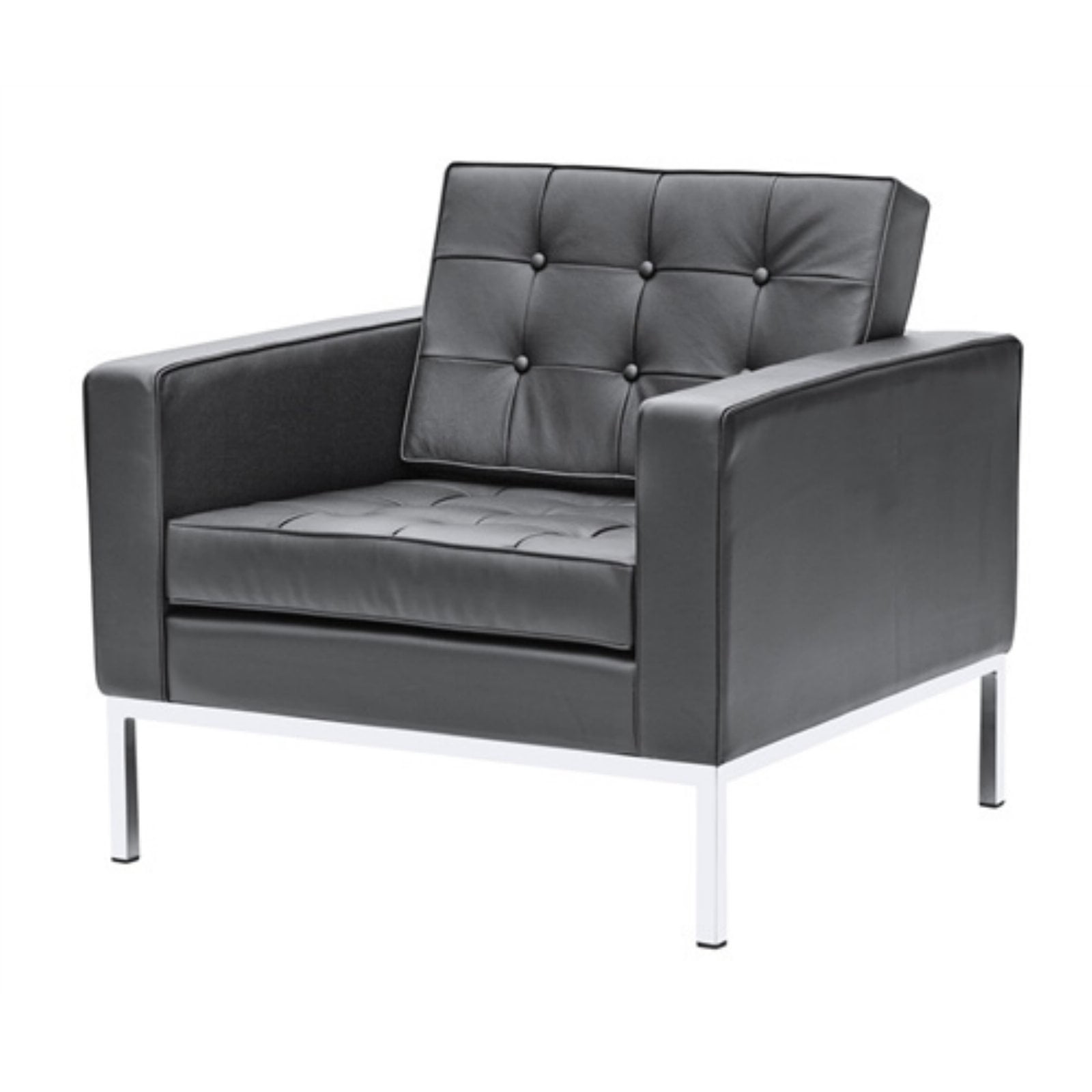 Aron Living Rolina 31" Real Leather and Stainless Steel Armchair in ...