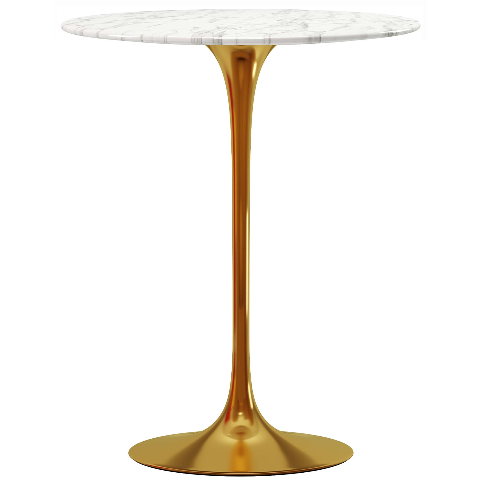 Aron Living Rose 32" Round Mid-Century Marble and Metal Bar Table in ...