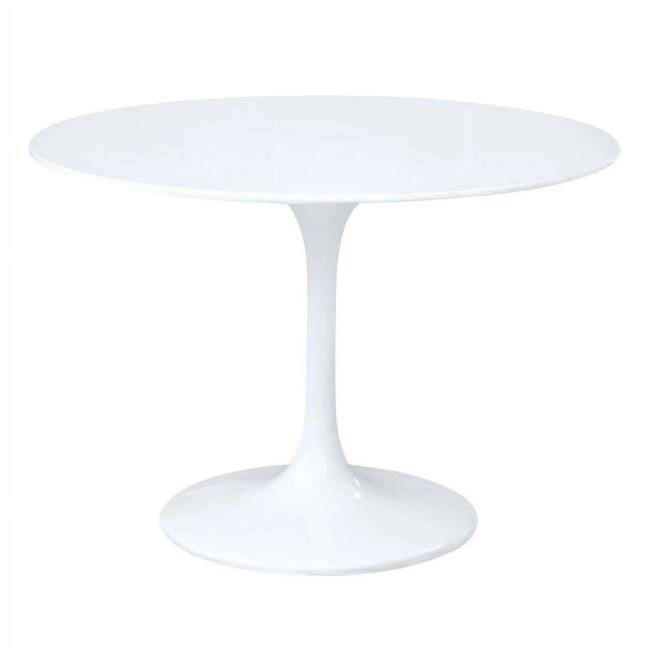 Aron Living Rose 48" Round Fiberglass and Metal Dining Table in White ...