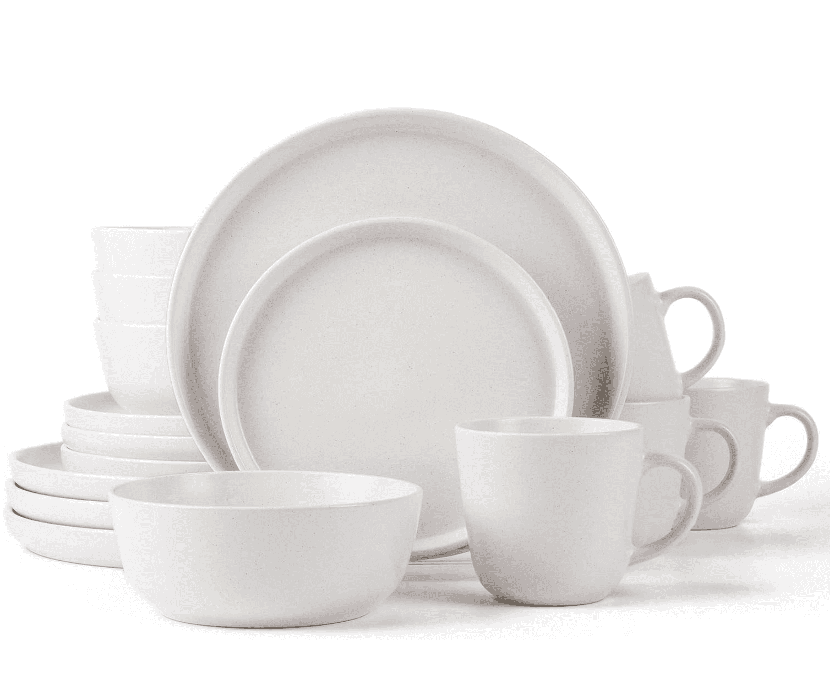 Arora SKUGGA Round Stoneware 16pc Dinnerware Set of 4, Dinner Plates ...