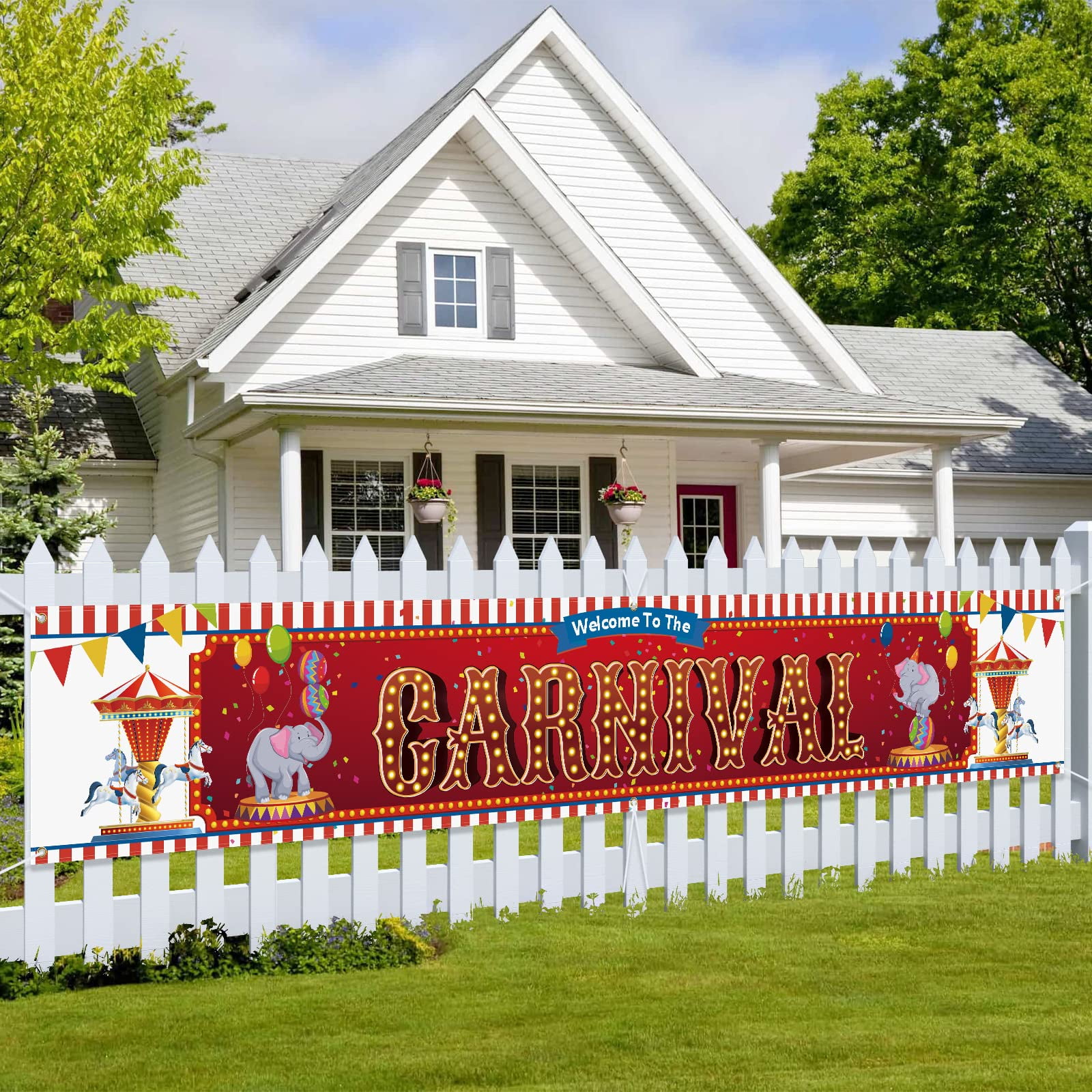 Arosche Carnival Decorations Banner 120" x 20" Double Welcome To The ...