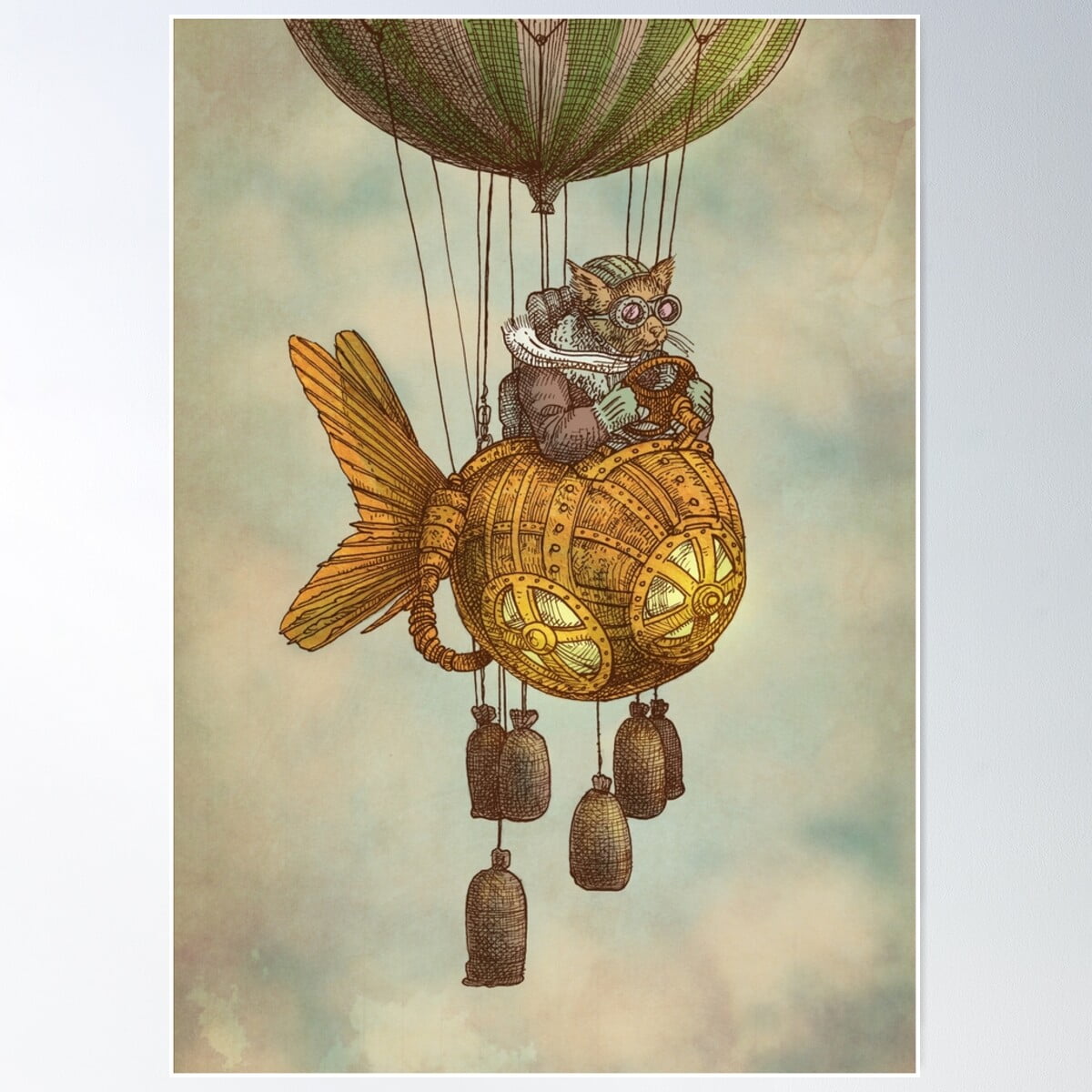 Around The World In The Goldfish Flyer Poster Wall Art, Modern Wall ...