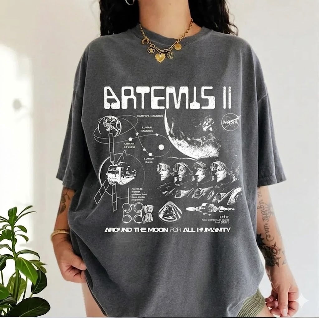 Around the Moon Space Mission Shirt, Vintage Space Exploration Graphic ...