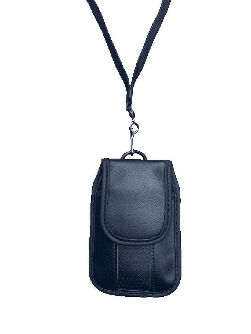 Around the Neck Black Leather Case and Safety Lanyard compatible with ...