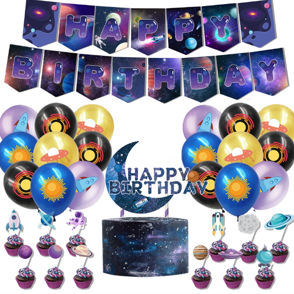 Around the Sun Birthday Decorations -Outer Space Birthday Banner Trip ...