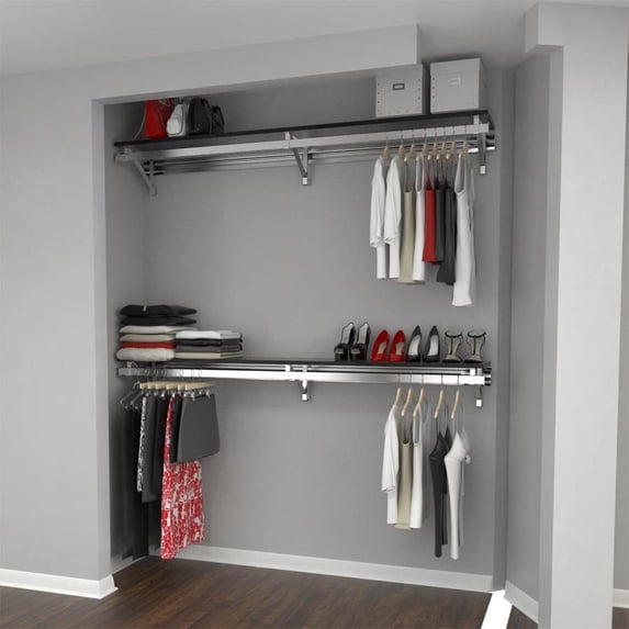 Arrange A Space Double Shelf Double Hang Closet System 52” Espresso ...
