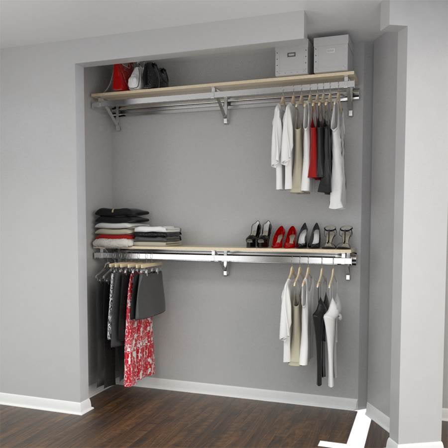Arrange A Space Double Shelf Double Hang Closet System 52” Maple ...