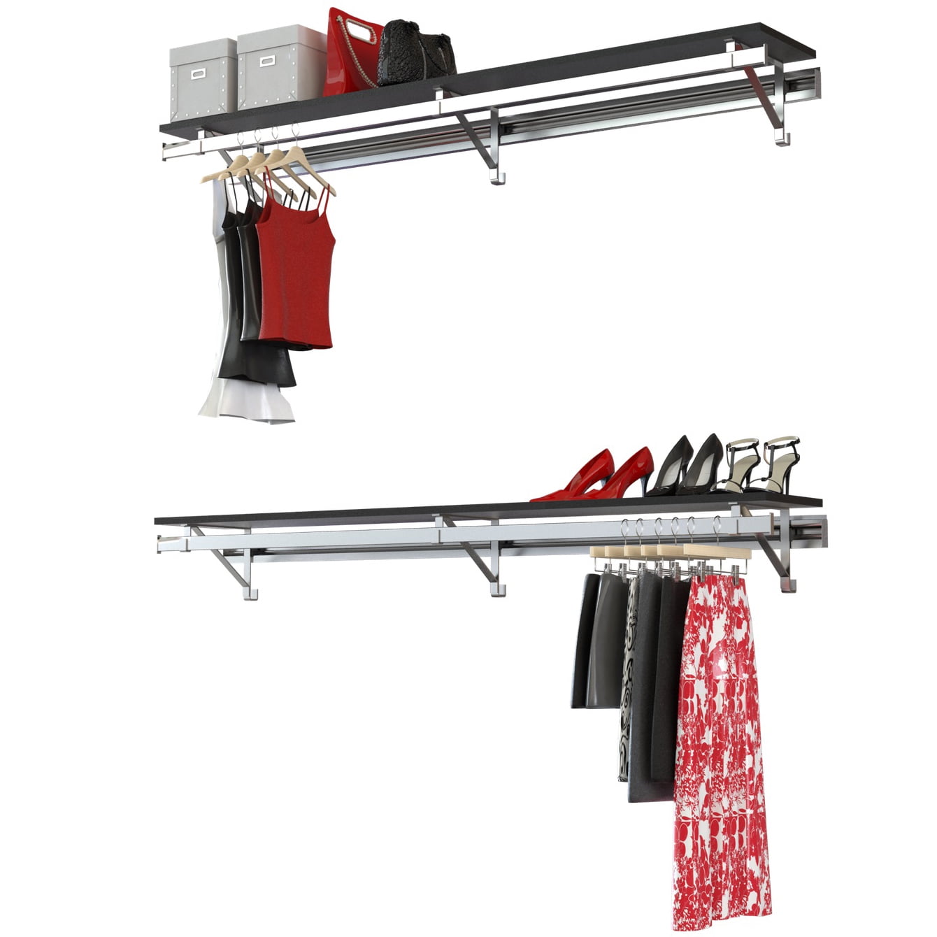 Arrange A Space Double Shelf Double Hang Closet System 72” Espresso ...
