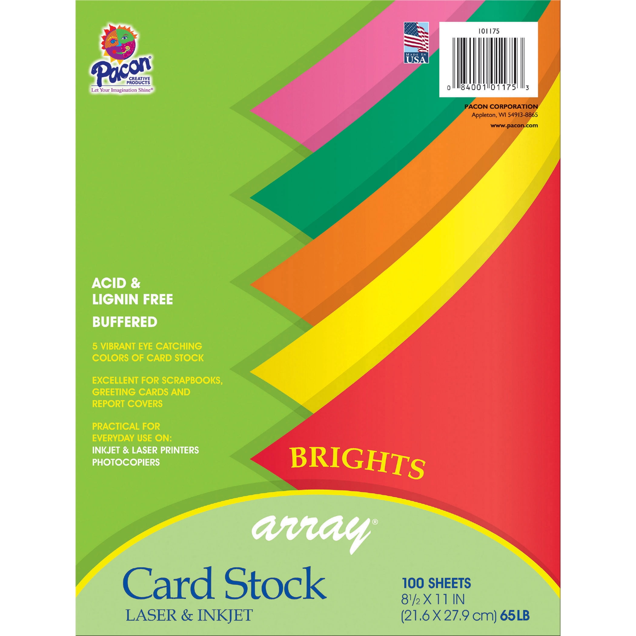 Array® Card Stock, Bright Colors, 100 Sheets Per Pack, 2 Packs ...