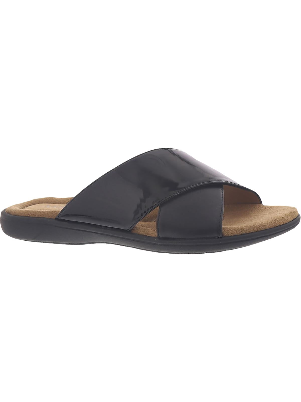 Array Womens Shoreline Patent Leather Slides Flat Sandals - Walmart.com