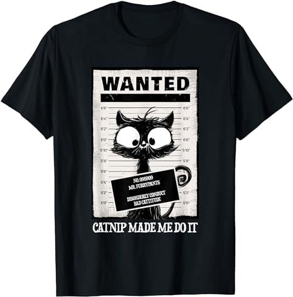 Arrested cat | Cat in prison | Wanted cat | Cute black Cat T-Shirt ...