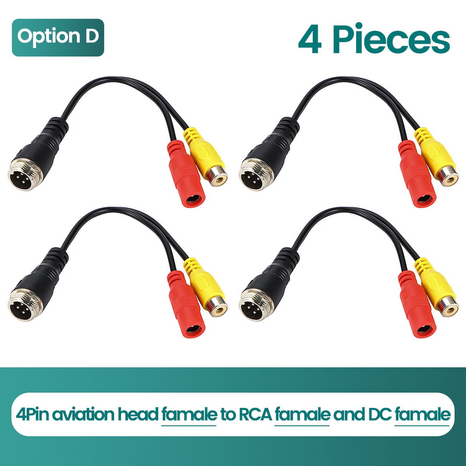 Arrival 4Pin Aviation Head Male/Female to RCA Male/Female DC Cable Plug ...