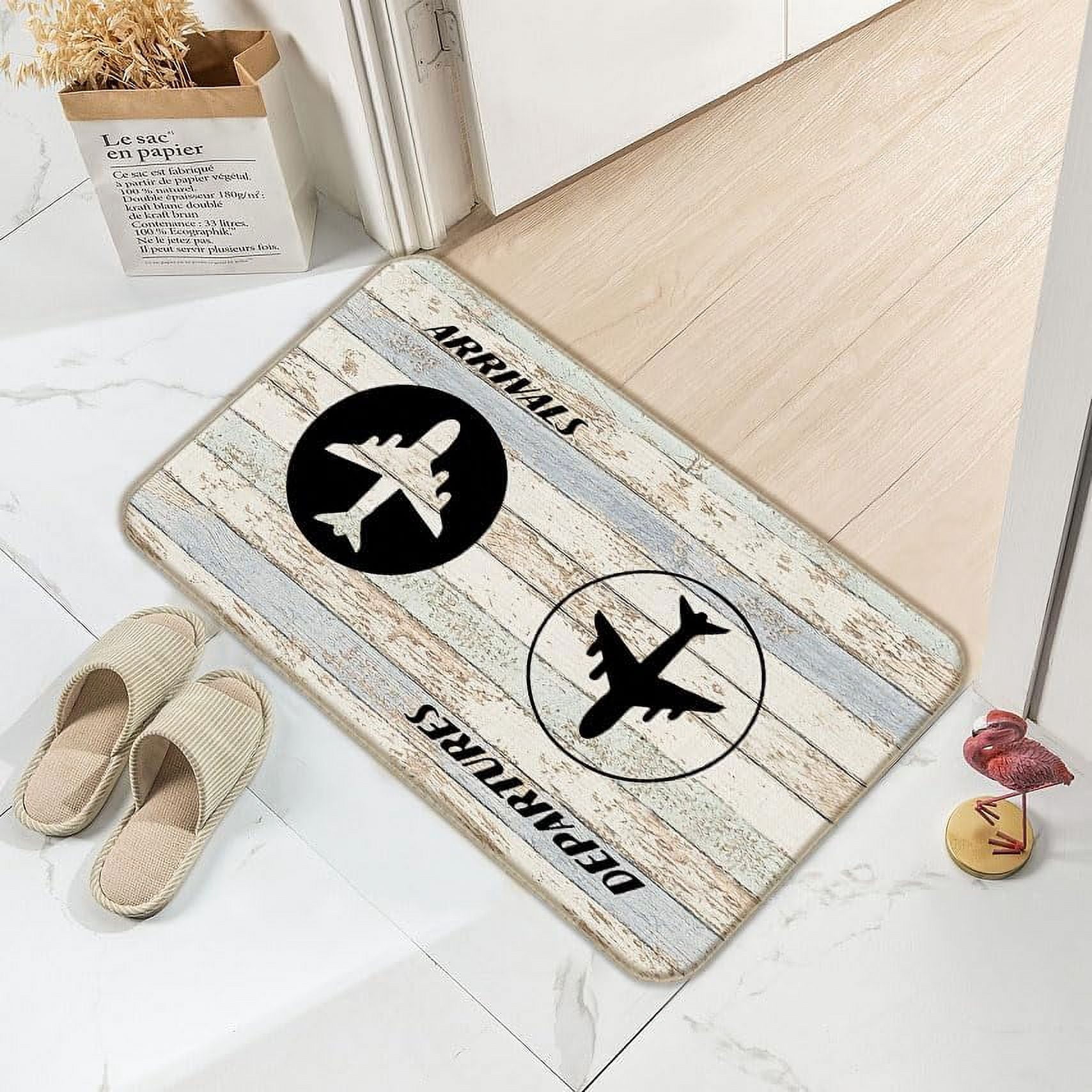 Arrivals Departure Airplane Rustic Door Mat 17x30 Decorative Home ...
