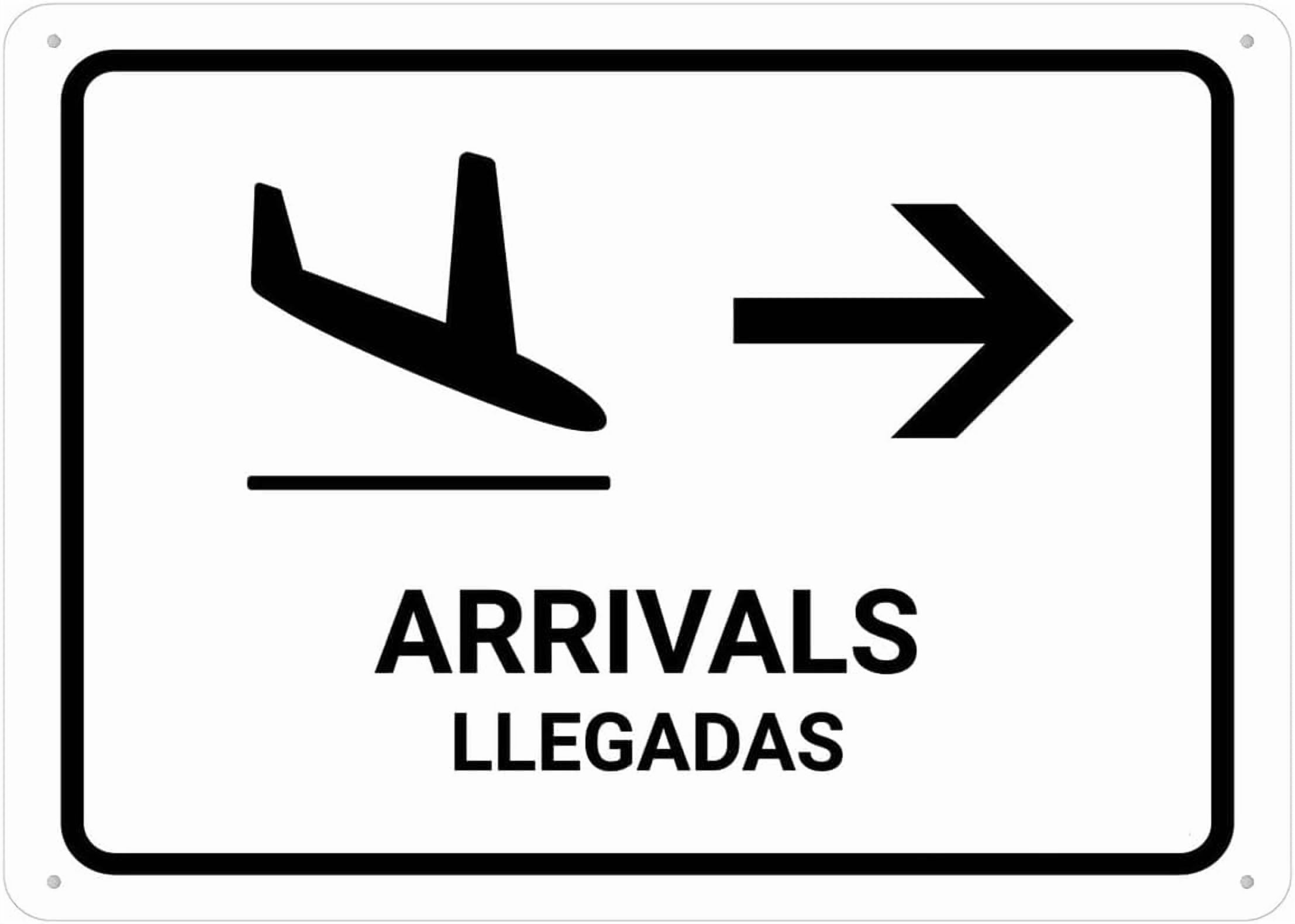 Arrivals With Right Arrow White Bilingual Spanish Sign For Business 8 ...