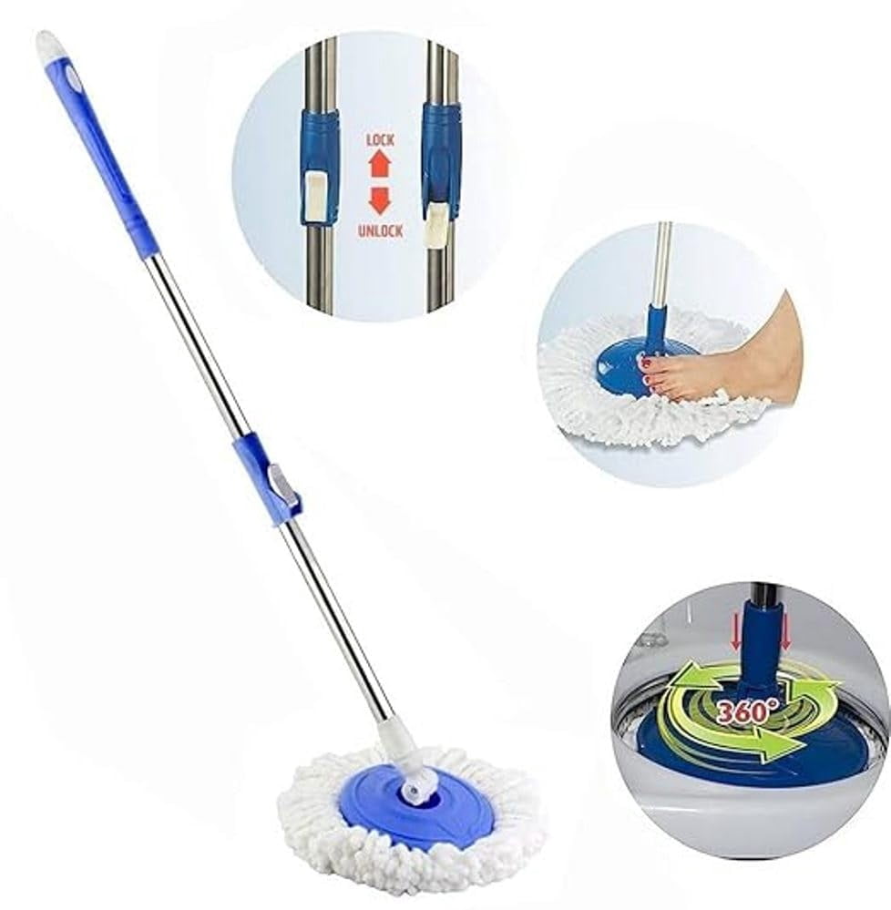 Arriyan Stainless Steel Spin Mop Stick with 1 Refill 360 Degree ...