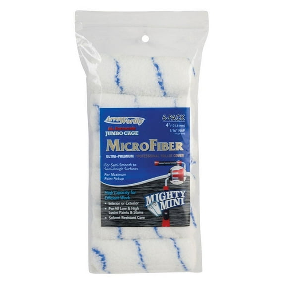 ArroWorthy Barracuda Microfiber 4 in. W X 9/16 in. Jumbo Paint Roller Cover 6 pk - Walmart.com