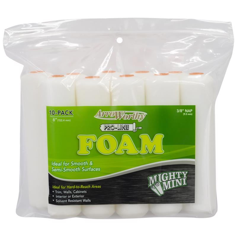 ArroWorthy Pro-Line Foam 6 in. W X 3/8 in. Mini Paint Roller Cover 10 ...