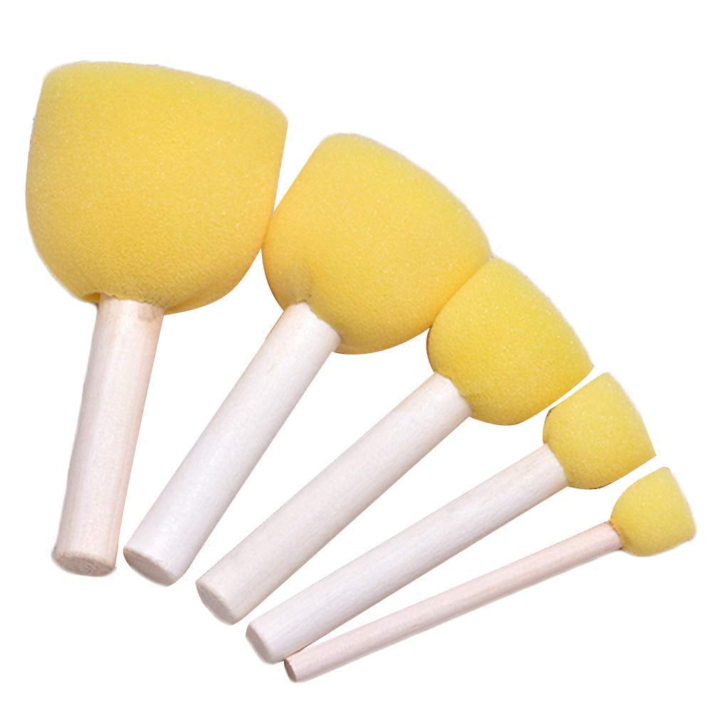Arrolliant Round Sponges Foam Brushes with Wooden Handle for Painting ...
