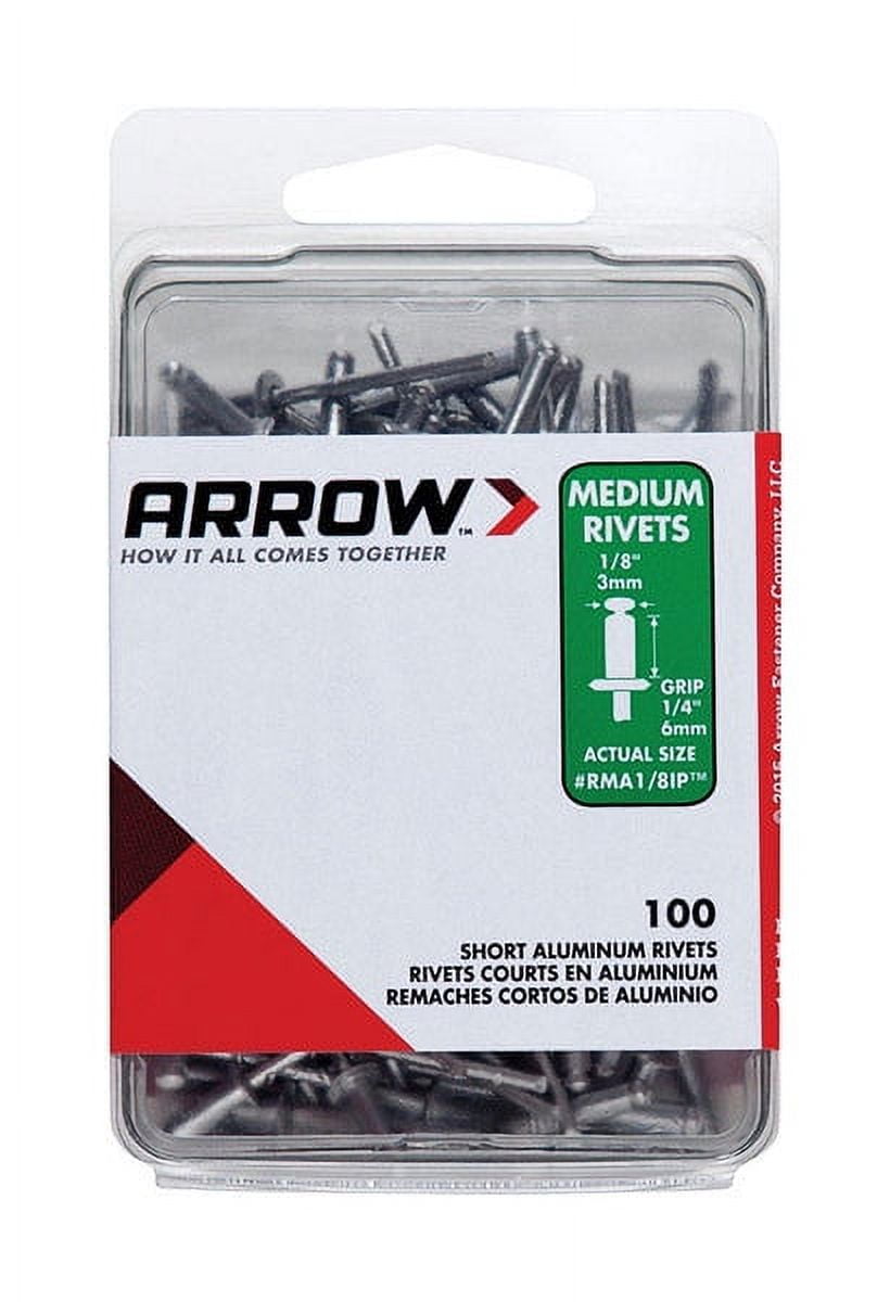 Arrow 1/8 in. D X 1/4 in. Aluminum Rivets Silver 100 pk - Walmart.com