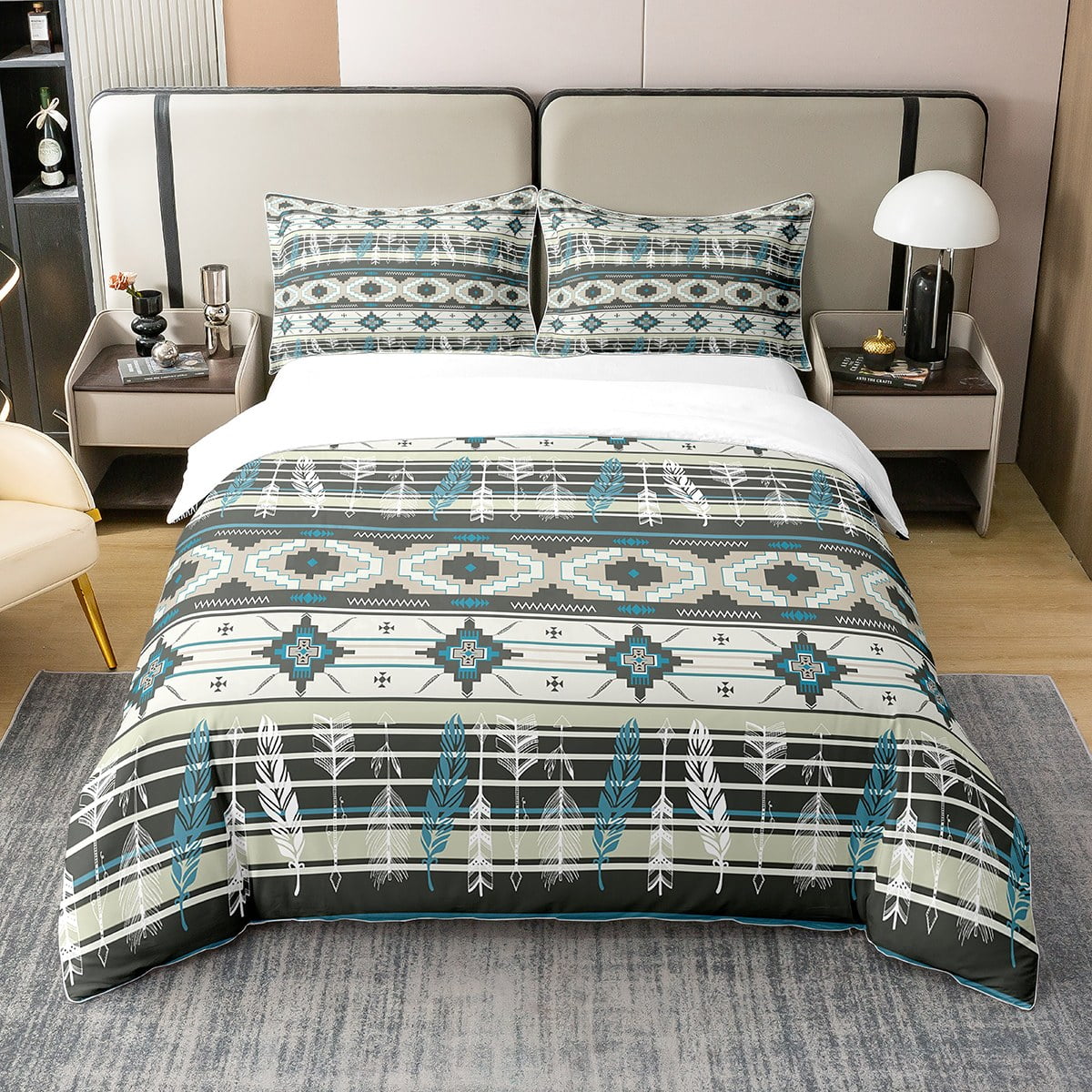 Arrow 100% Cotton Duvet Cover King,Geometry Aztec Western Bedding Set ...