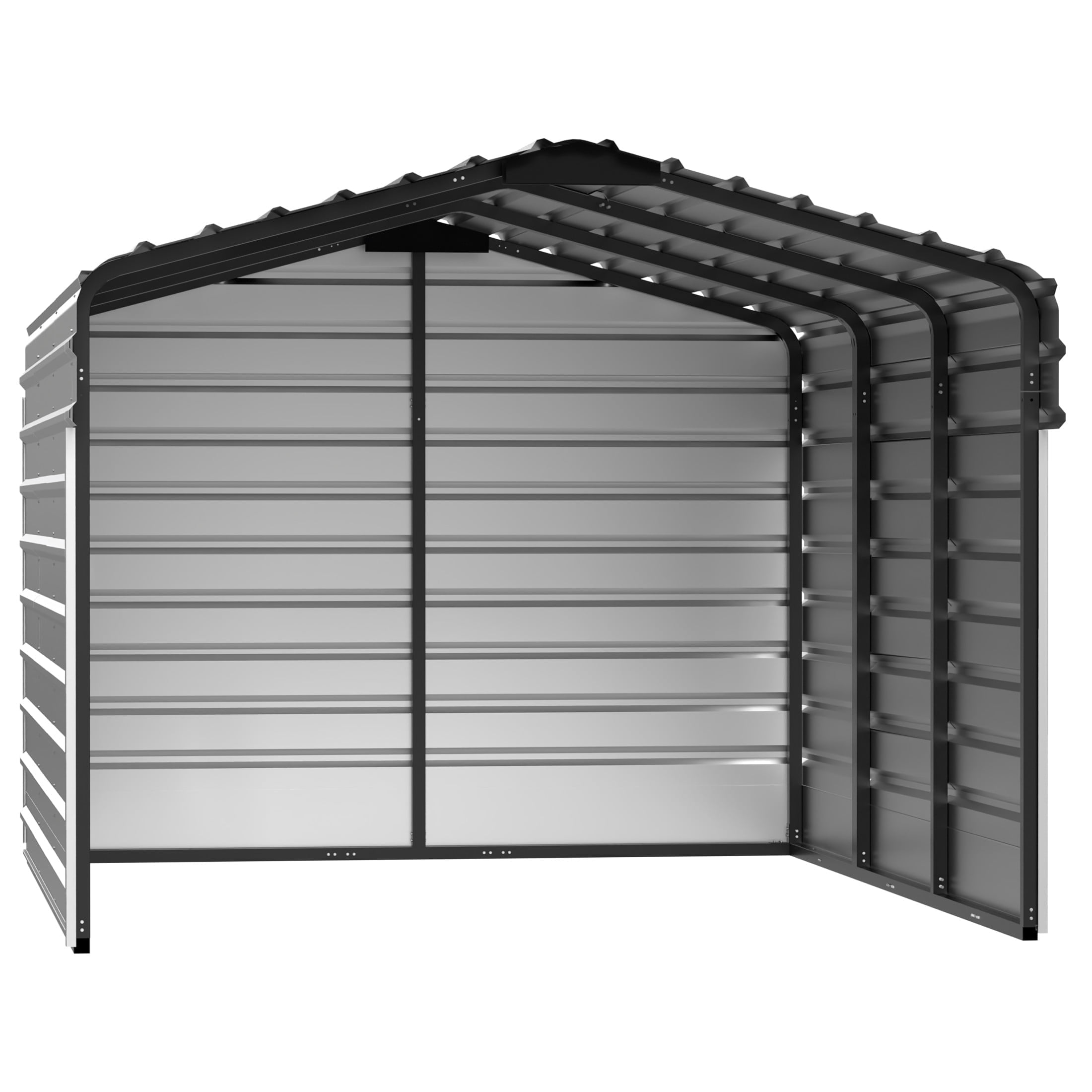 Arrow 10x15x7 All Steel 3 Sided Peak Roof Carport Eggshell, All Weather ...