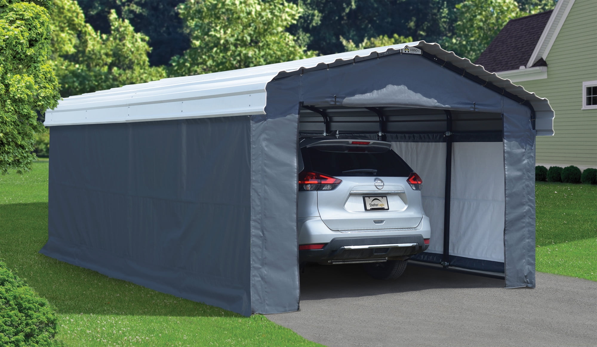 Arrow 12' x 20' x 7' 29-Gauge Carport with Galvanized Steel Roof Panels ...