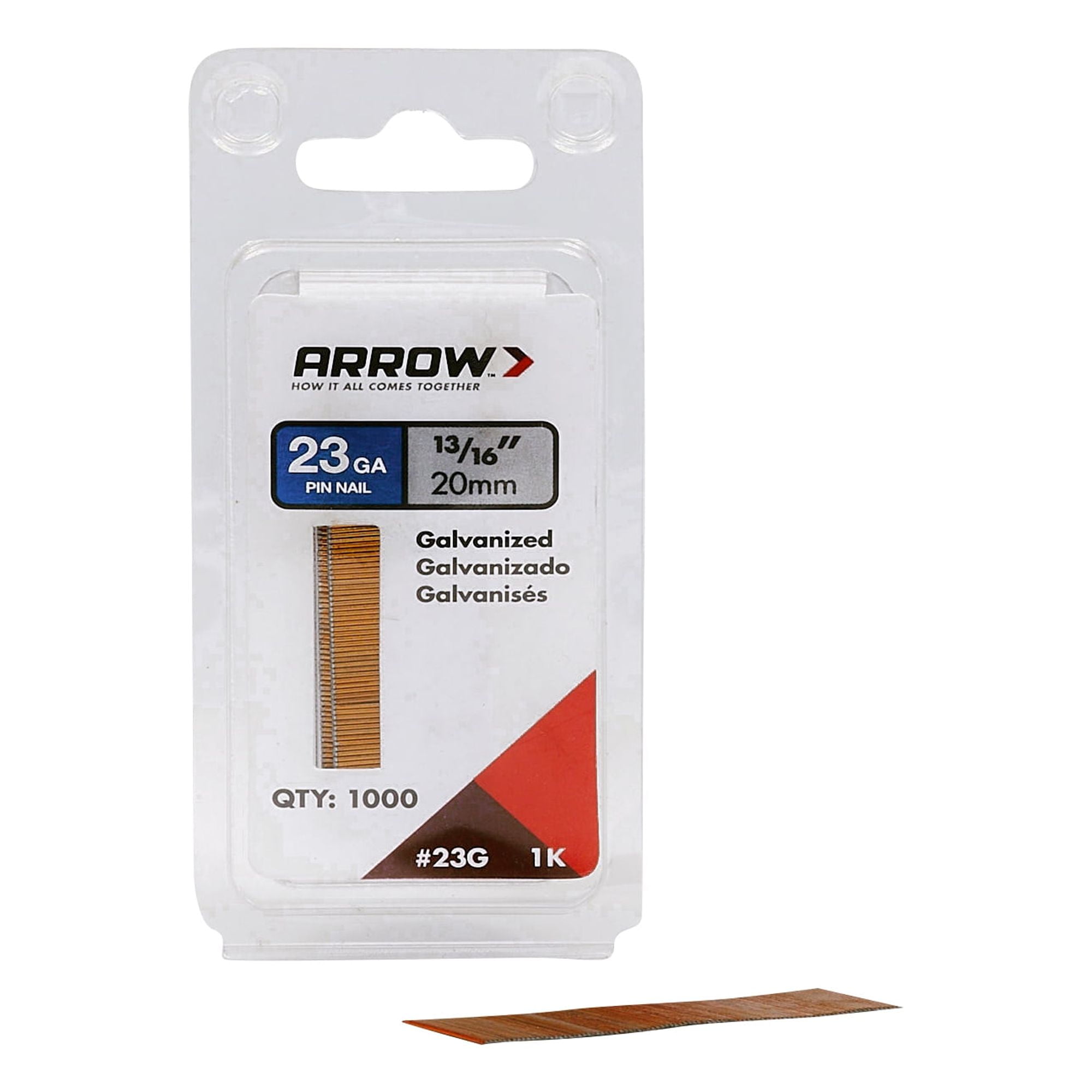 Arrow 13/16-inch Headless Collated Pin Nails, 23-Gauge Steel, 1,000 ...