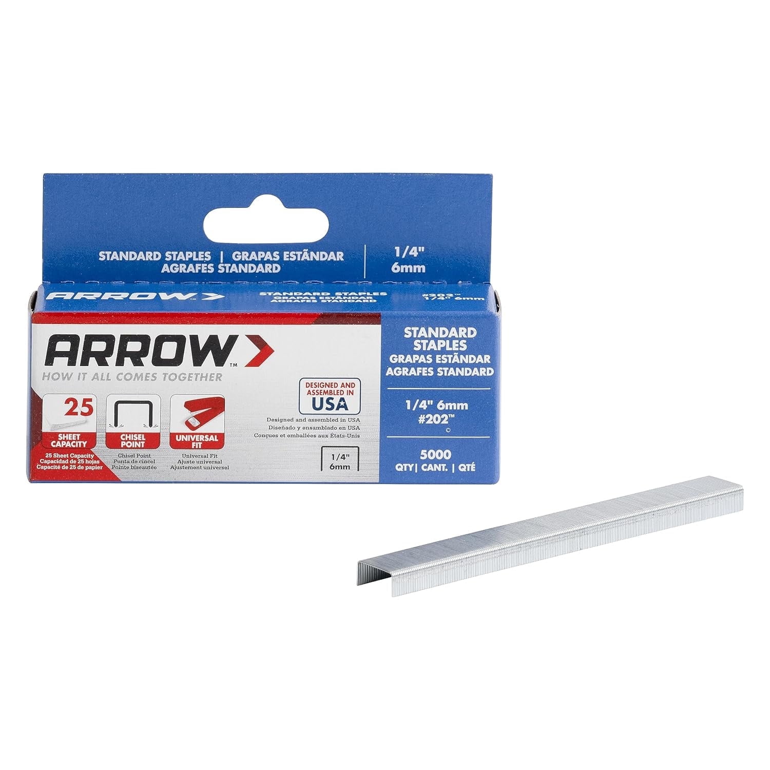 Arrow 202 1/4-Inch Length Standard Staples, Galvanized Steel Office ...