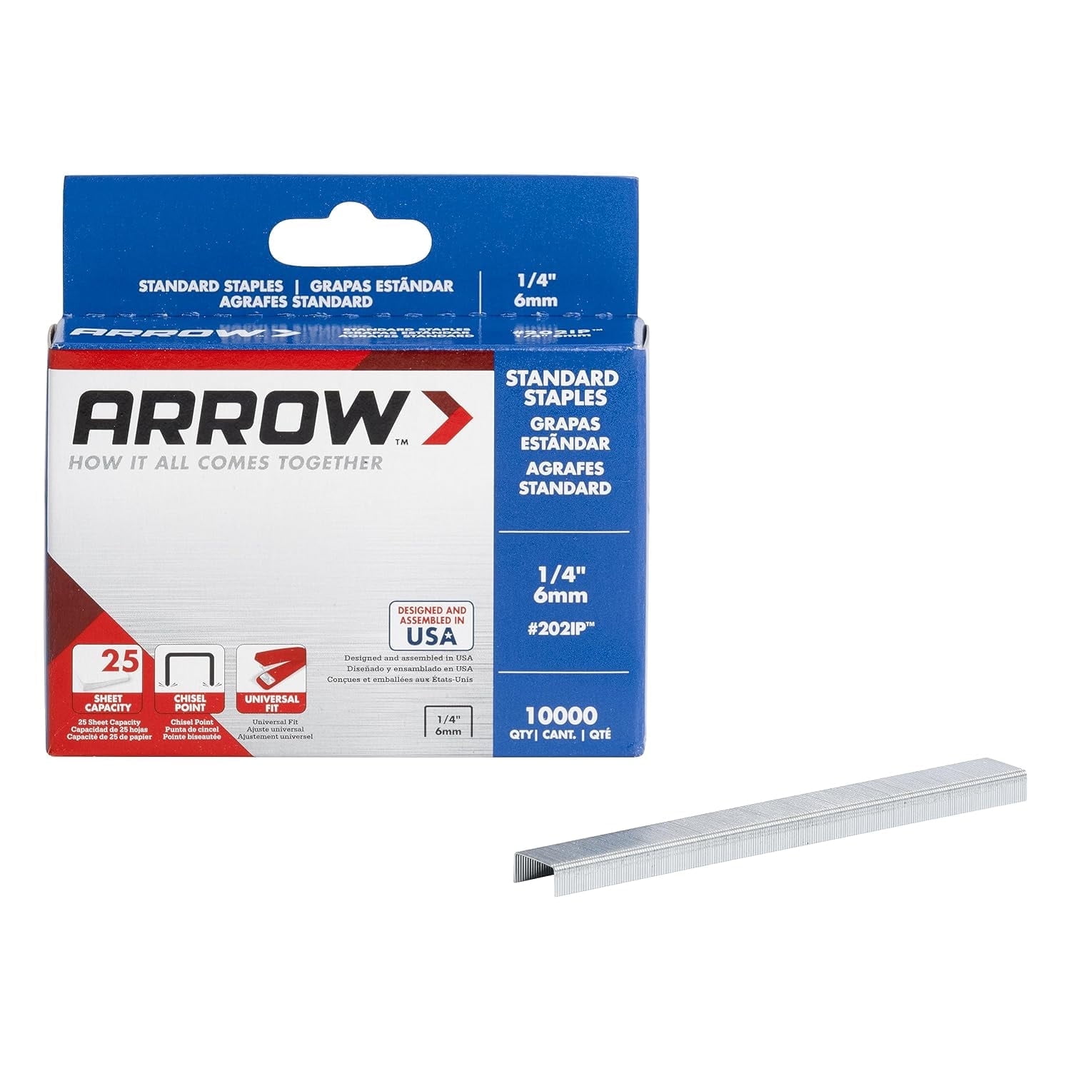 Arrow 202IP 1/4-Inch Length Standard Staples, Galvanized Steel Office ...