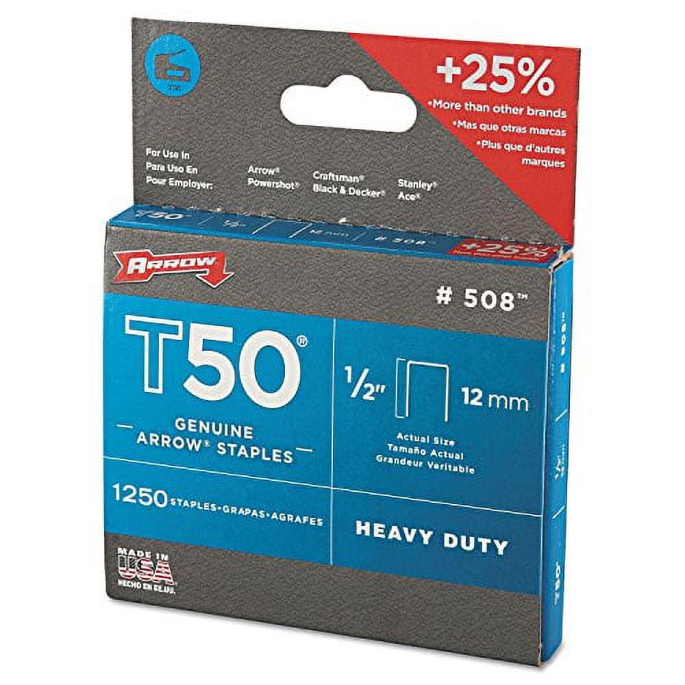 Arrow 50824 T50 Heavy Duty Stapler Staples, 1/2-Inch Leg, Durable ...