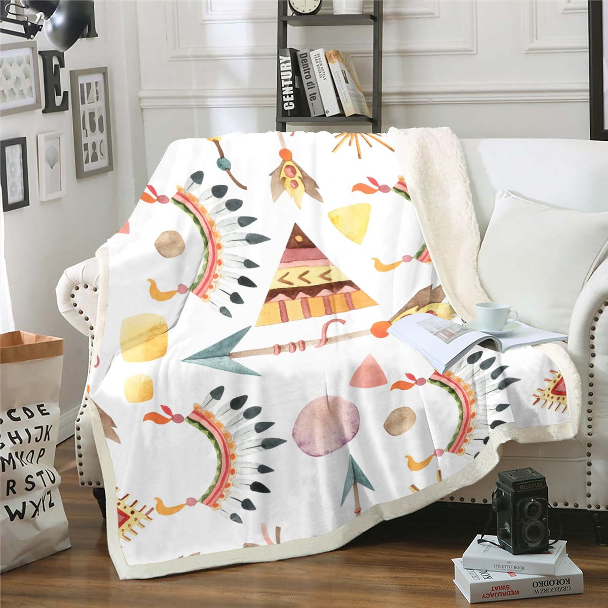 Arrow Aztec Blanket 40"x50" Exotic Throw Blanket,Watercolor Bohemian ...