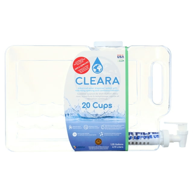 Arrow CLEARA Water Filtration System Dispenser Filters 1.25 Gallons / 20 Cups with Each Fill ...