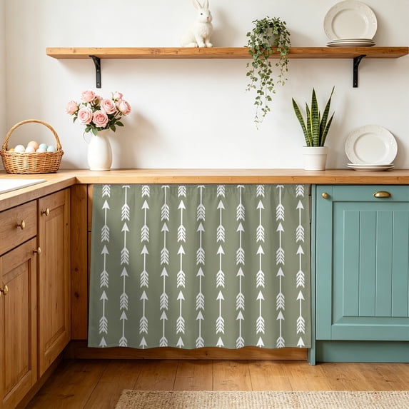 Arrow Cabinet Curtains 11" W x 13" L, Abstract Rustic Western Tribal ...