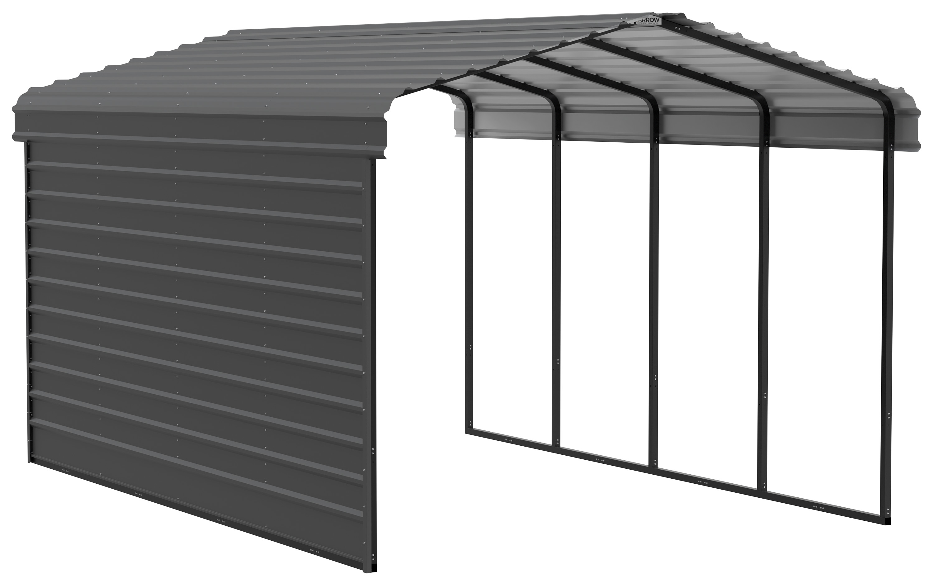 Arrow Carports Galvanized Steel Carport, with 1-Sided Enclosure ...