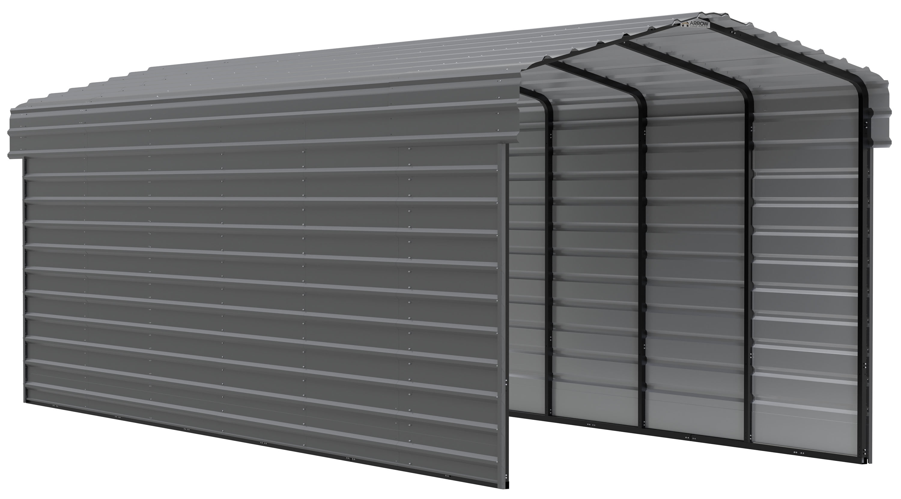 Arrow Carports Galvanized Steel Carport, with 2-Sided Enclosure ...