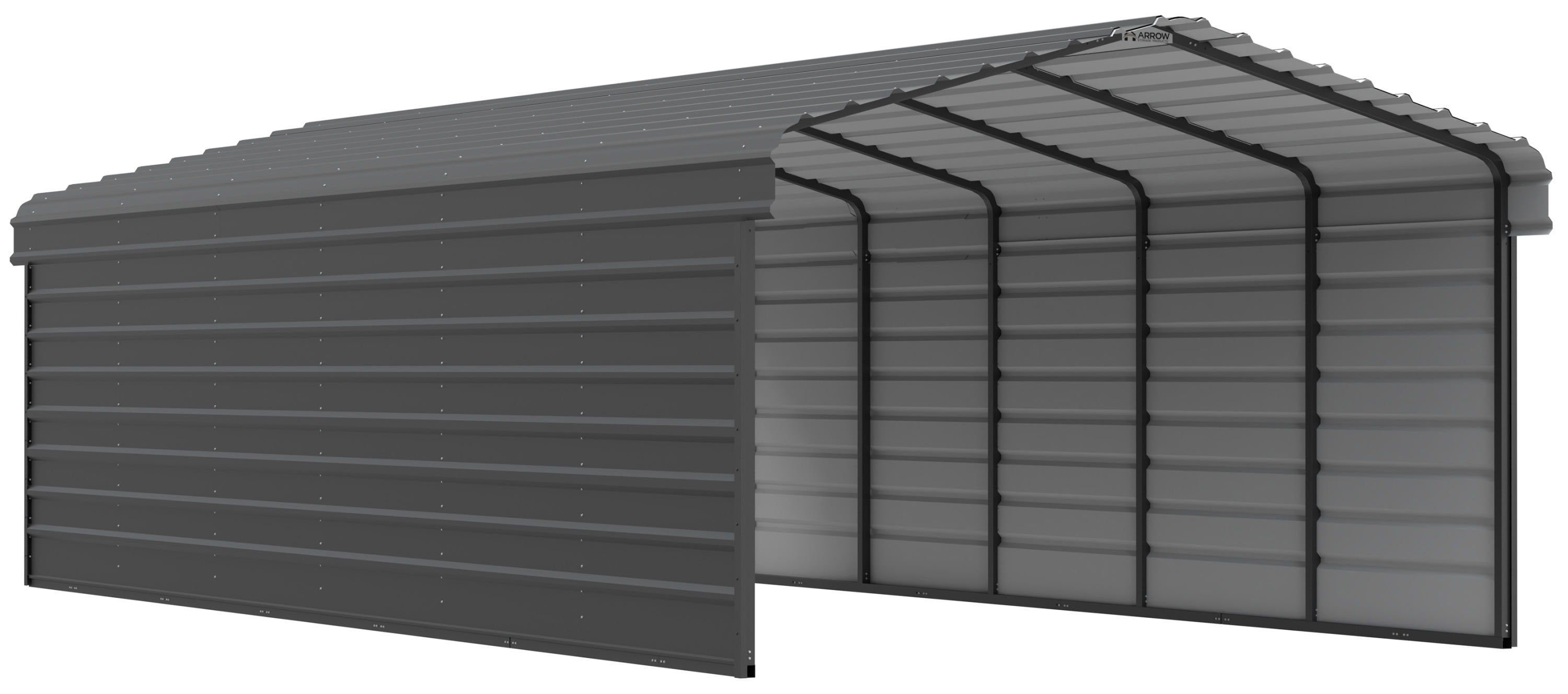 Arrow Carports Galvanized Steel Carport, with 2-Sided Enclosure ...