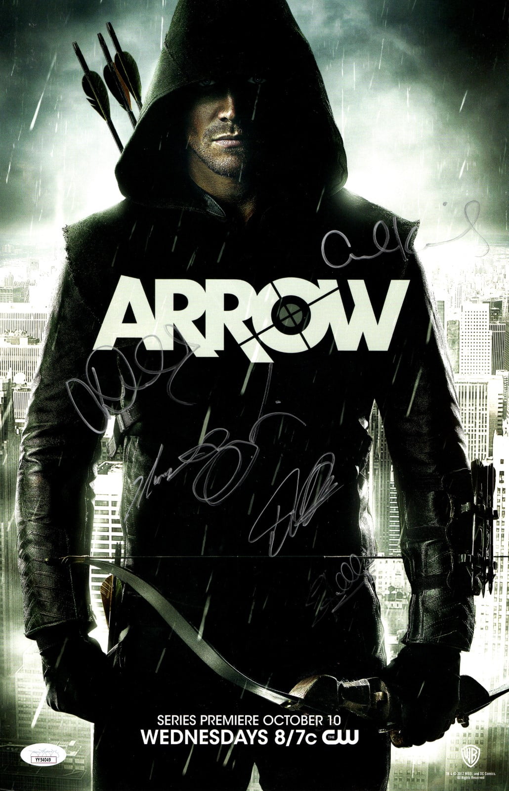 Arrow Signed Cast Autographed 11X17 Poster Amell Guggenheim 5 Autos JSA ...