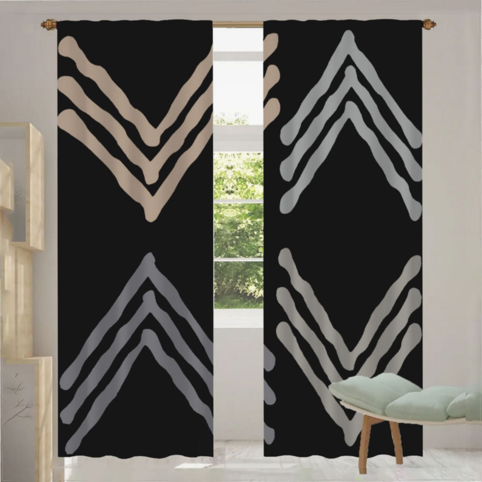 Arrow Chevron Symbol Black Arrows Curtains for Living Room Bedroom ...