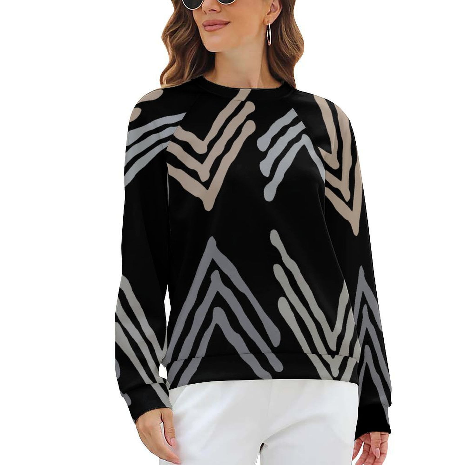 Arrow Chevron Symbol Black Arrows Ladies Tops Women Sweatshirts With ...