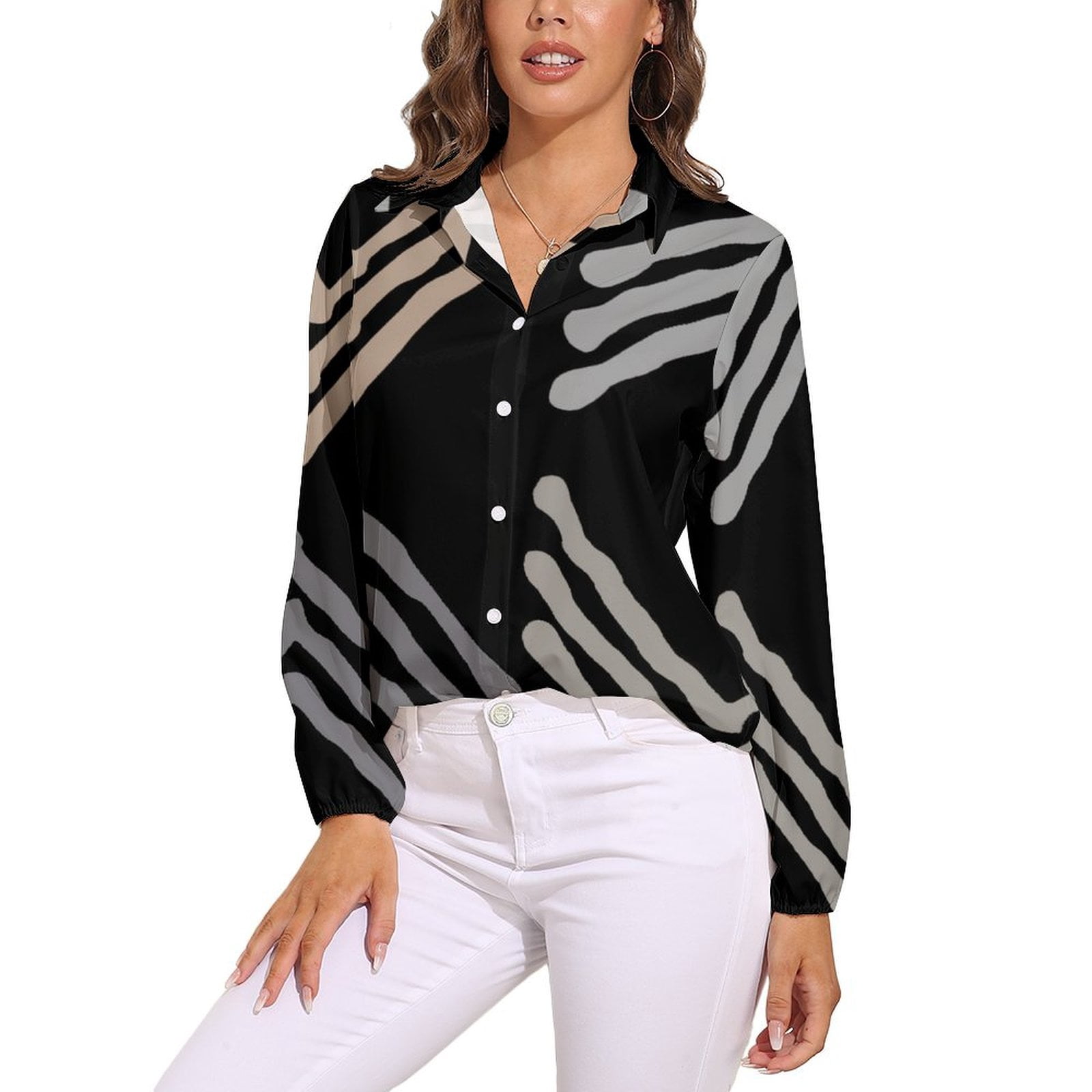 Arrow Chevron Symbol Black Arrows Long Sleeve Blouse Woman Streetwear ...